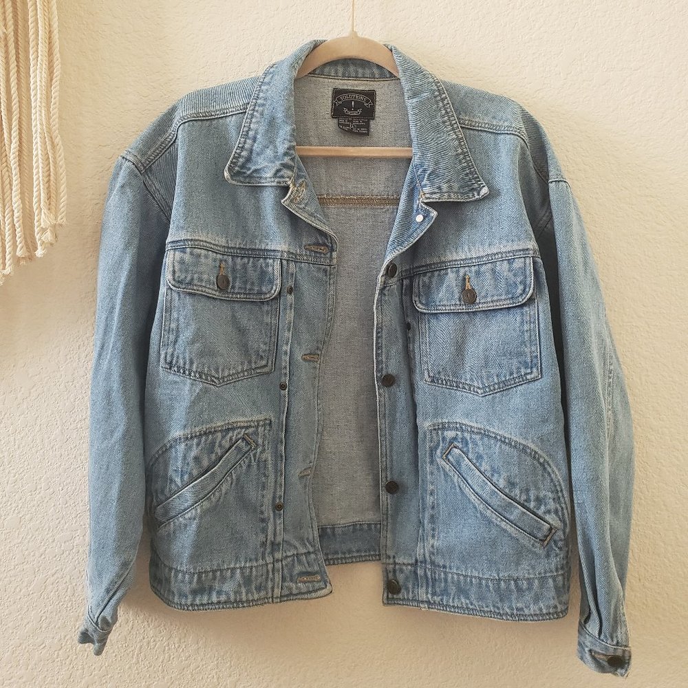 Vintage Balloon Sleeve Denim Jacket - Gem